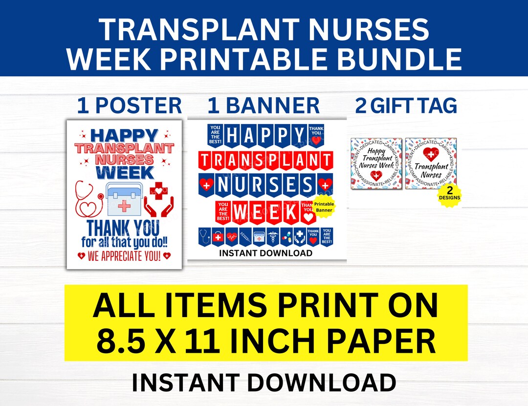 Transplant Nurses Week Printable Bundle, Transplant Nurses Gift ...