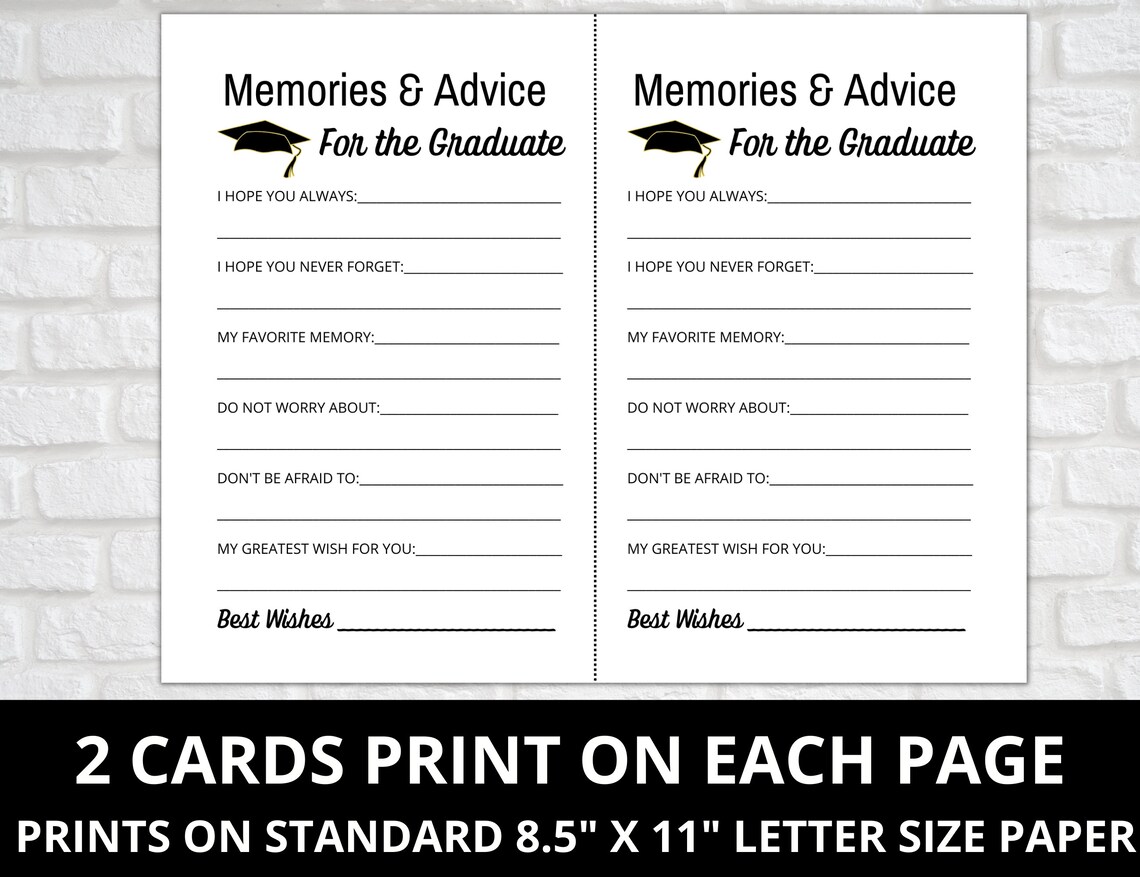 Graduation Memories and Advice Card Graduation Display Sign - Etsy