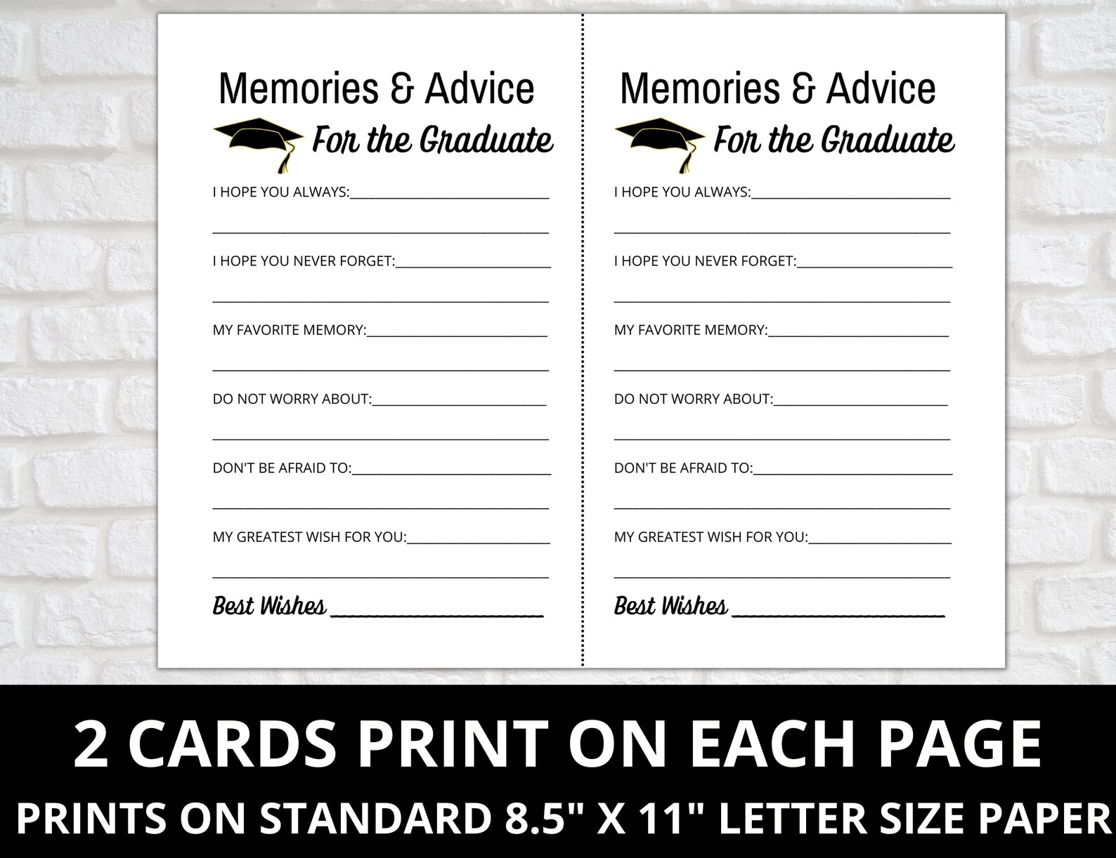 Graduation Memories and Advice Card, Graduation Display Sign ...