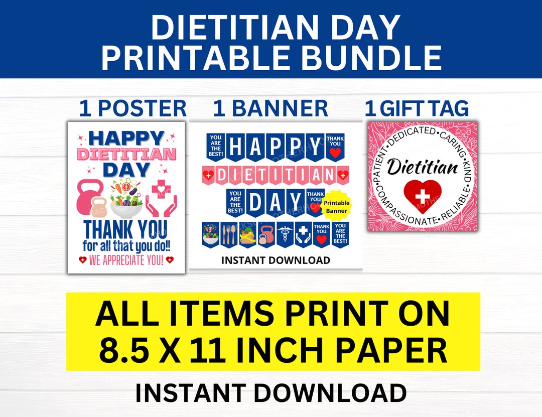 Dietitian Day Printable Bundle, Happy Dietitian Day Sign, Registered ...