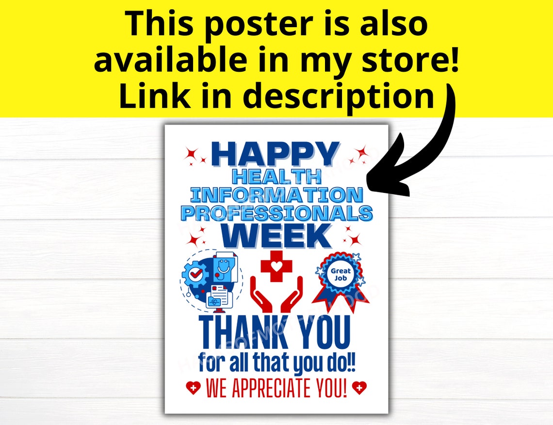 Health Information Professionals Week Printable Bundle, Health Information Week Sign, HIP Thank ...