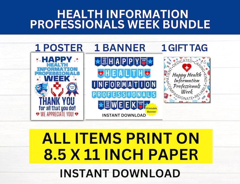 Health Information Professionals Week Printable Bundle, Health ...
