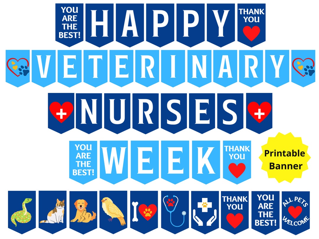 Veterinary Nurse Printable Banner, Happy Vet Nurse Sign, Veterinary ...
