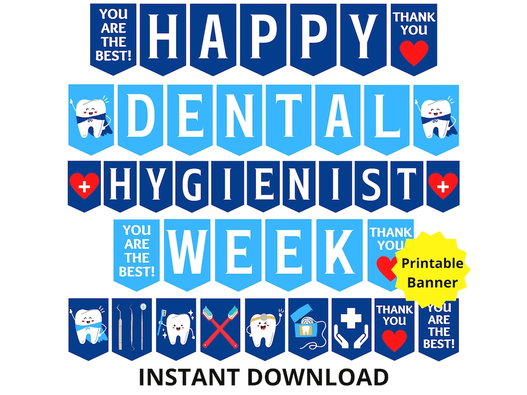Dental Hygienist Week Banner, Happy Dental Hygienist Week Sign, Dental ...