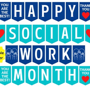 Social Work Month Printable Banner, Happy Social Work Month Sign ...