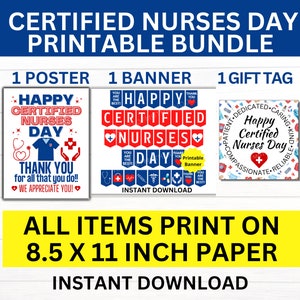 Certified Nurses Day Printable Tags, Certified Nurse Gift, Certified ...