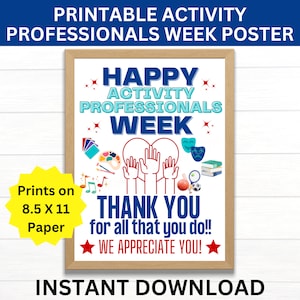 Activity Professionals Week Printable Poster, Activity Professionals ...
