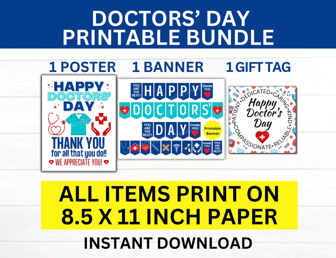 Doctors Day Printable Bundle, Happy Doctors Day Sign, Doctor ...