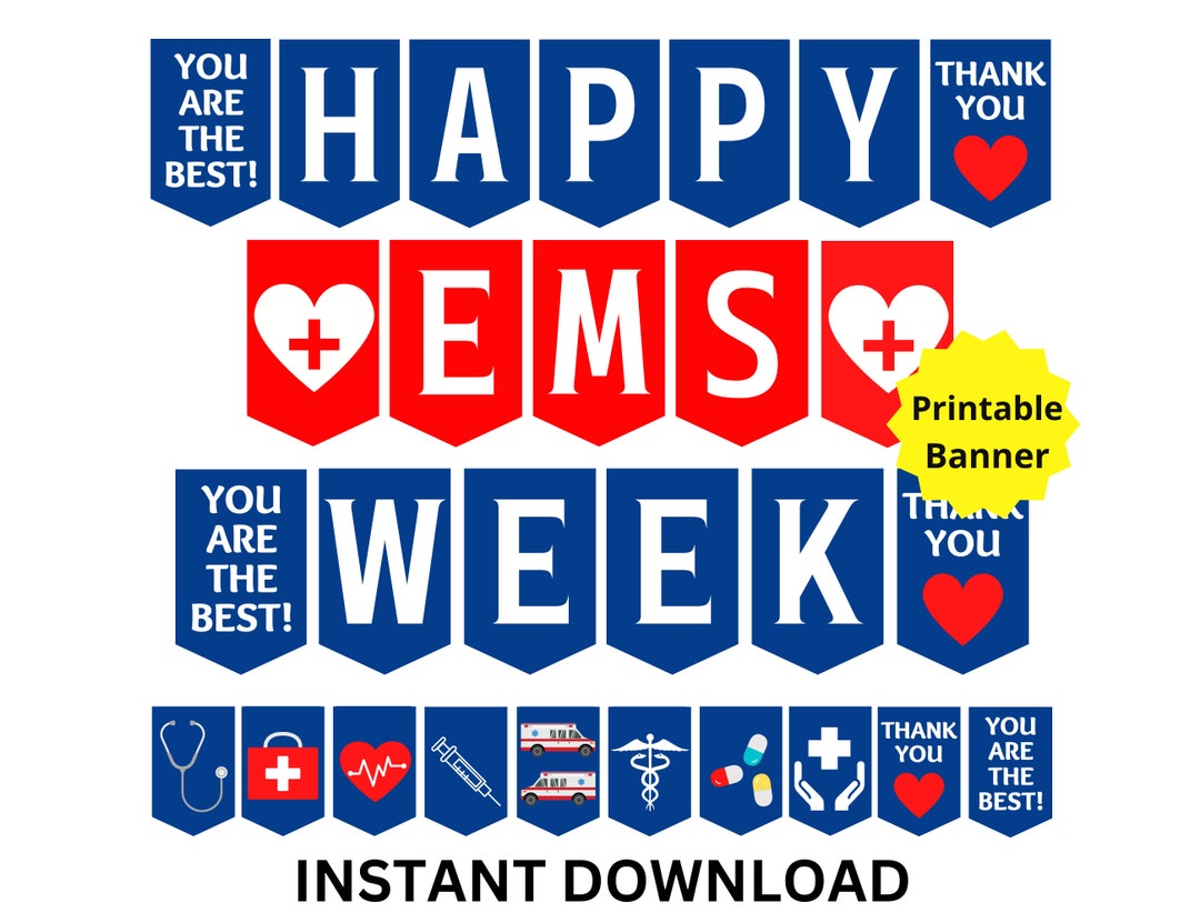 EMS Week Printable Banner, Emergency Medical Services Sign, EMS Week ...