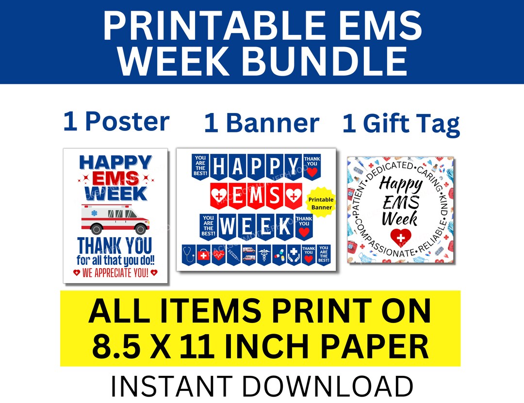 EMS Week Printable Bundle, Emergency Medical Services Week, EMS Week ...