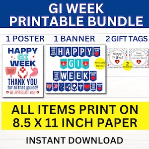 Happy GI Week Printable Bundle, Gastroenterology Week, GI Nurse Gift ...