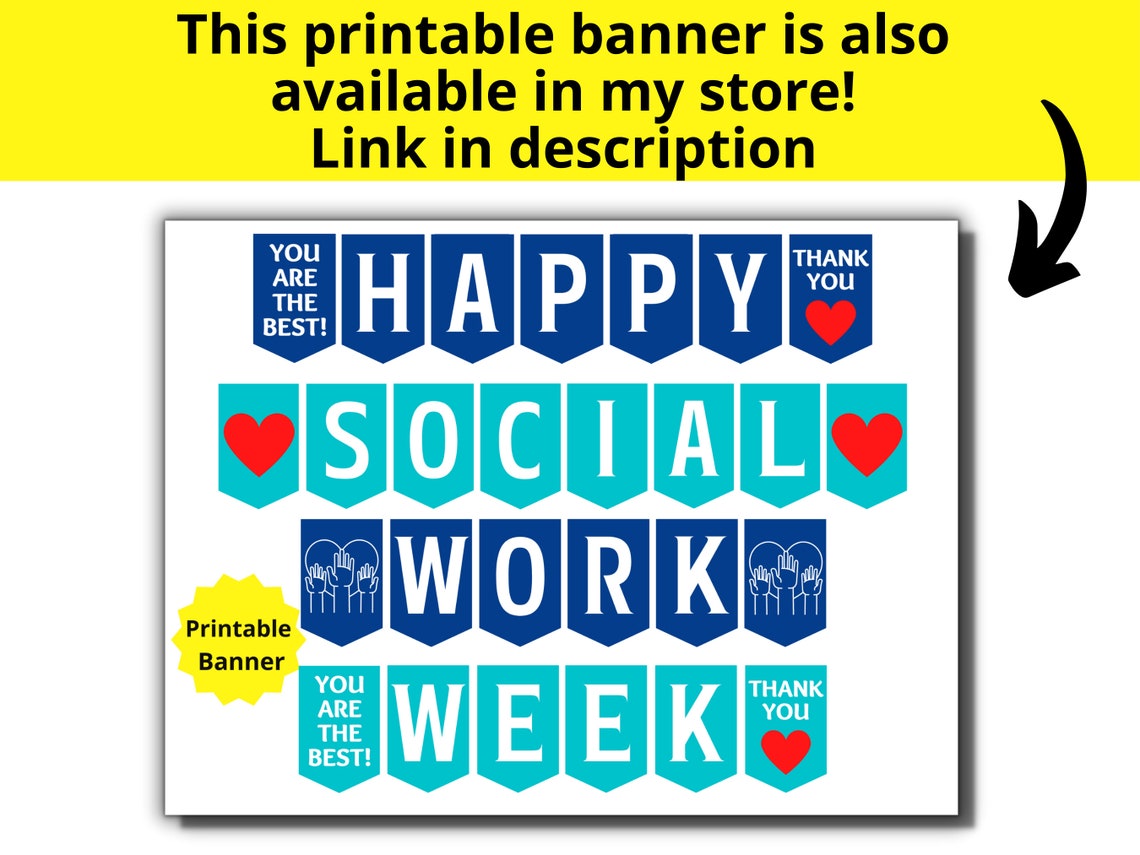 Social Work Day Printable Banner, Happy Social Work Day Sign, Social ...