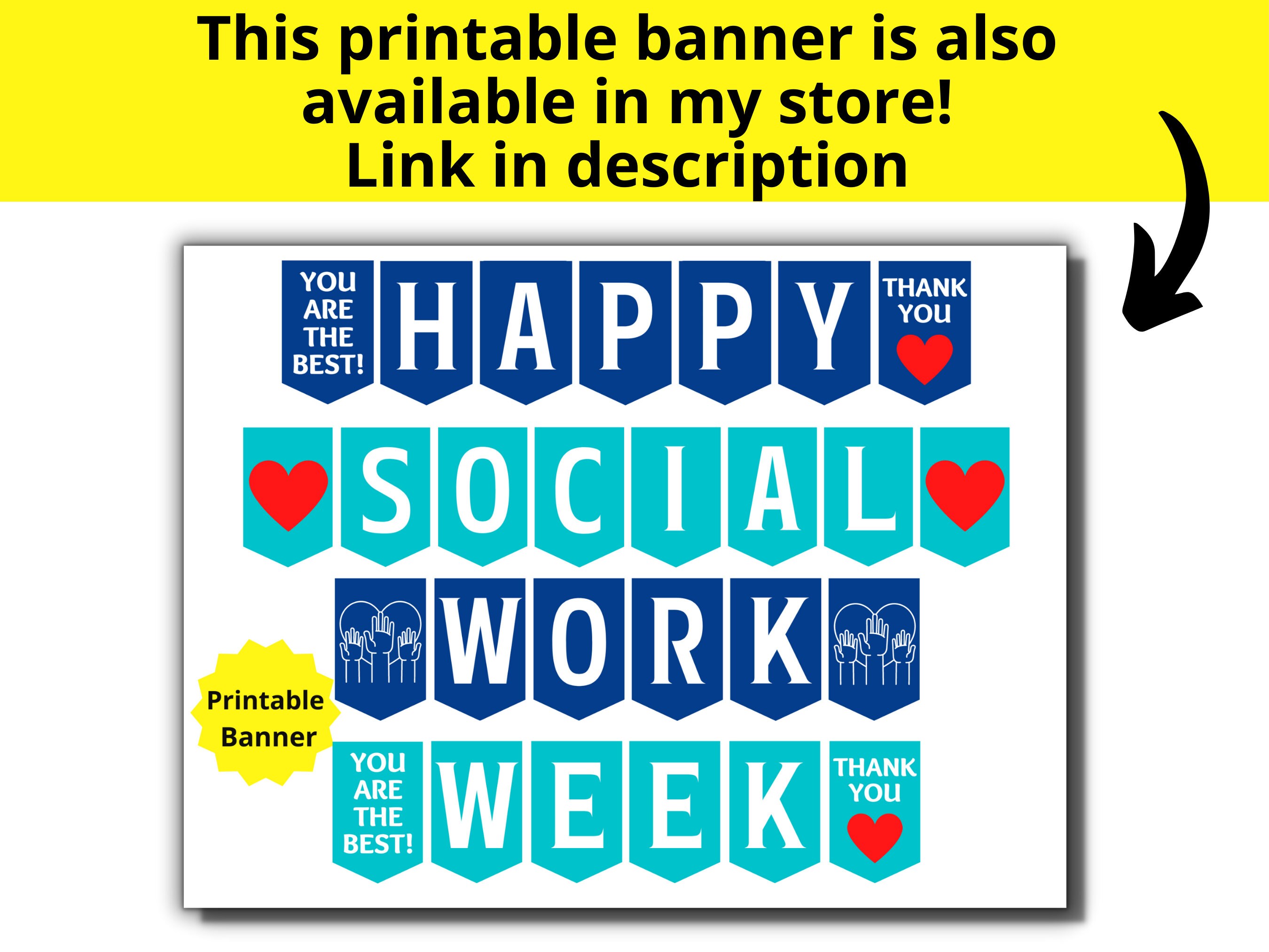 Social Work Day Printable Banner, Happy Social Work Day Sign, Social ...