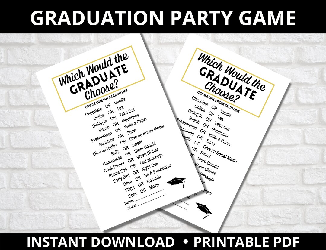 Graduation Party Game Printable, Graduate This or That Game, Party Game ...