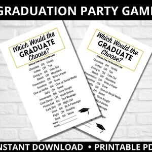 Graduation Party Game Printable, Graduate This or That Game, Party Game ...
