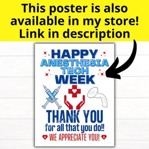Anesthesia Tech Week Printable Bundle, Anesthesia Technician Week Sign ...
