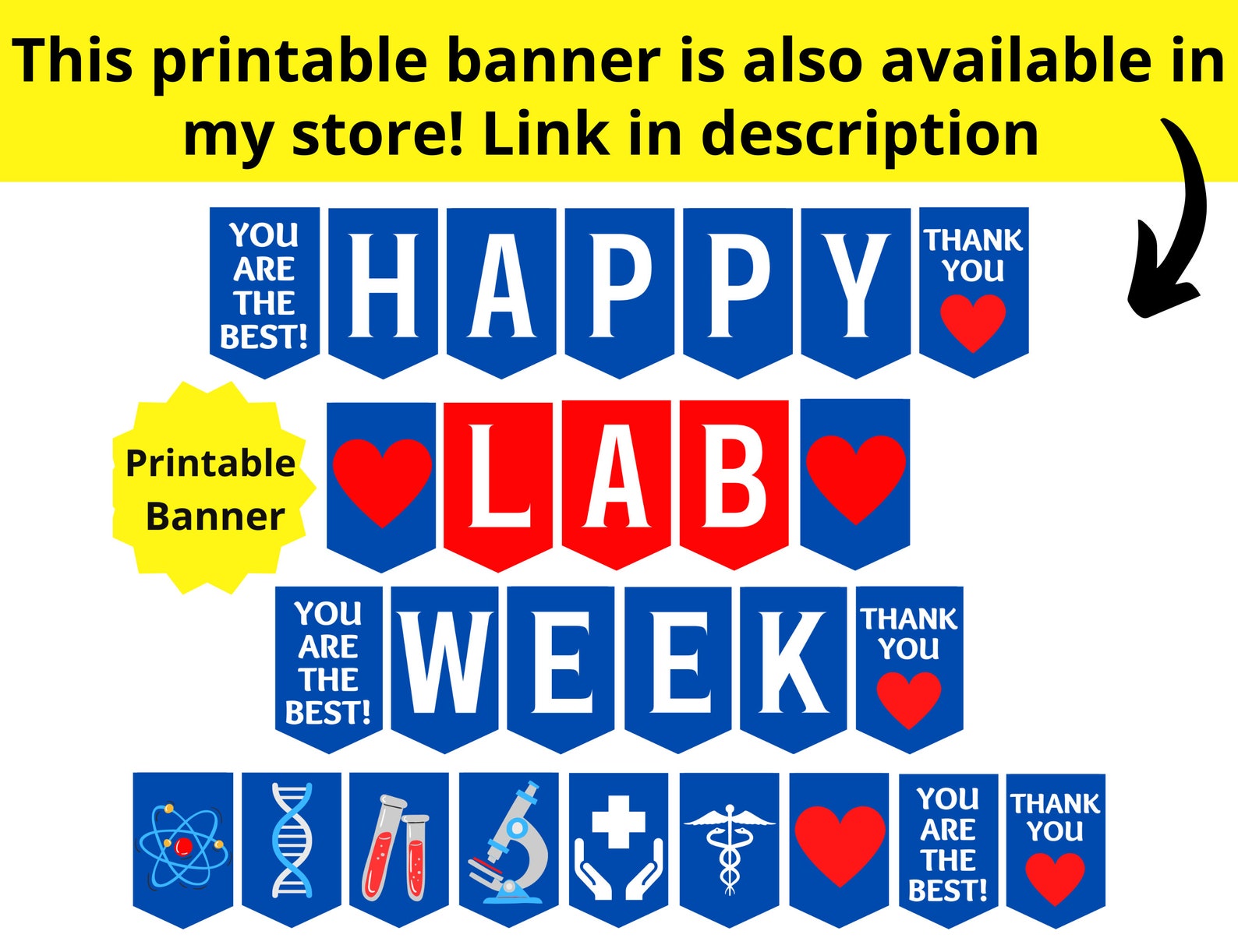 Happy Lab Week Printable Banner, Medical Laboratory Professionals Week ...