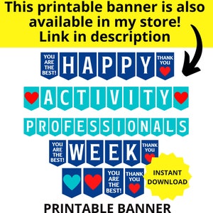 Activity Professionals Week Printable Poster, Activity Professionals ...