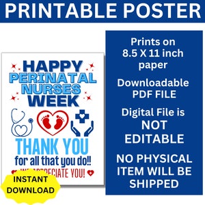 Perinatal Nurses Week Printable Bundle, Perinatal Nurse Week, Perinatal ...
