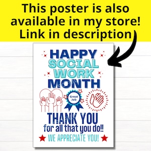 Social Work Month Printable Banner, Happy Social Work Month Sign ...