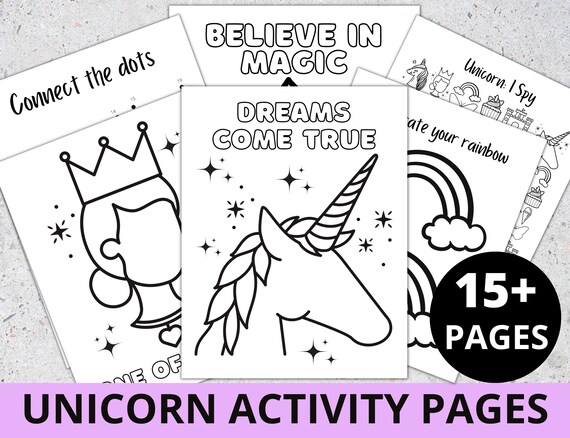 Unicorn Activity Pages Printable Children Activity Template - Etsy