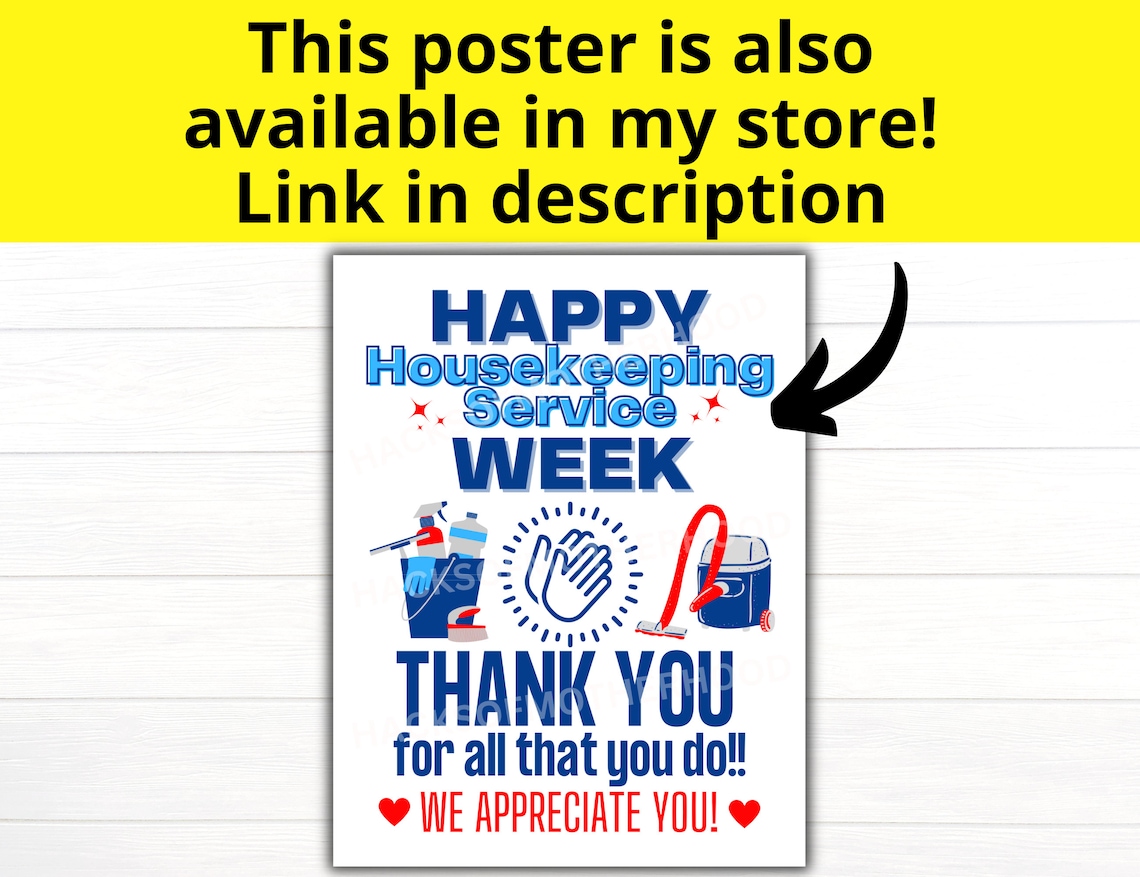 Housekeeping Service Week Printable Poster, Housekeeper Week Sign ...