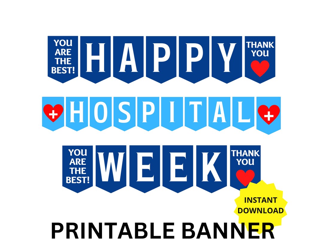 Hospital Week Printable Banner, Hospital Week Sign, Hospital ...