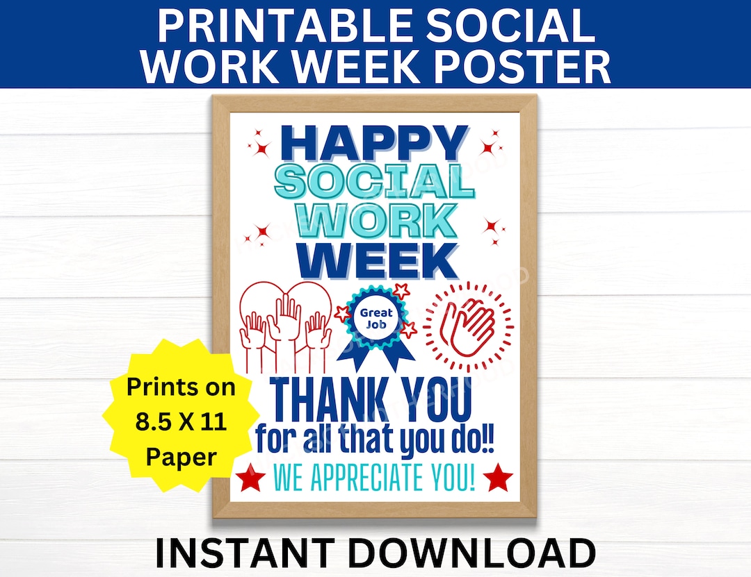 Social Work Week Printable Poster, Happy Social Work Week Sign, Social ...