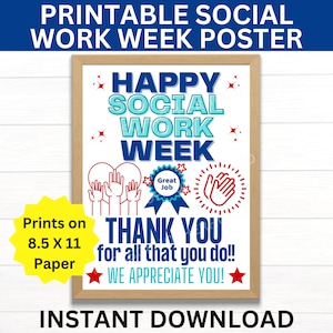 Social Work Week Printable Poster, Happy Social Work Week Sign, Social ...