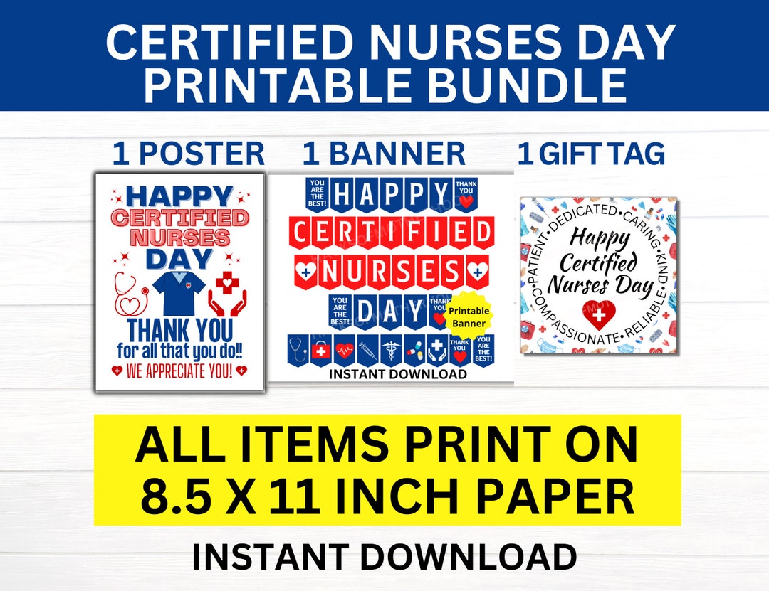 Certified Nurses Day Printable Bundle, Certified Nurse Gift, Certified ...
