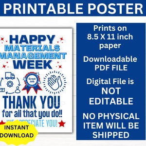 Materials Management Week Printable Sign, Happy Materials Management ...
