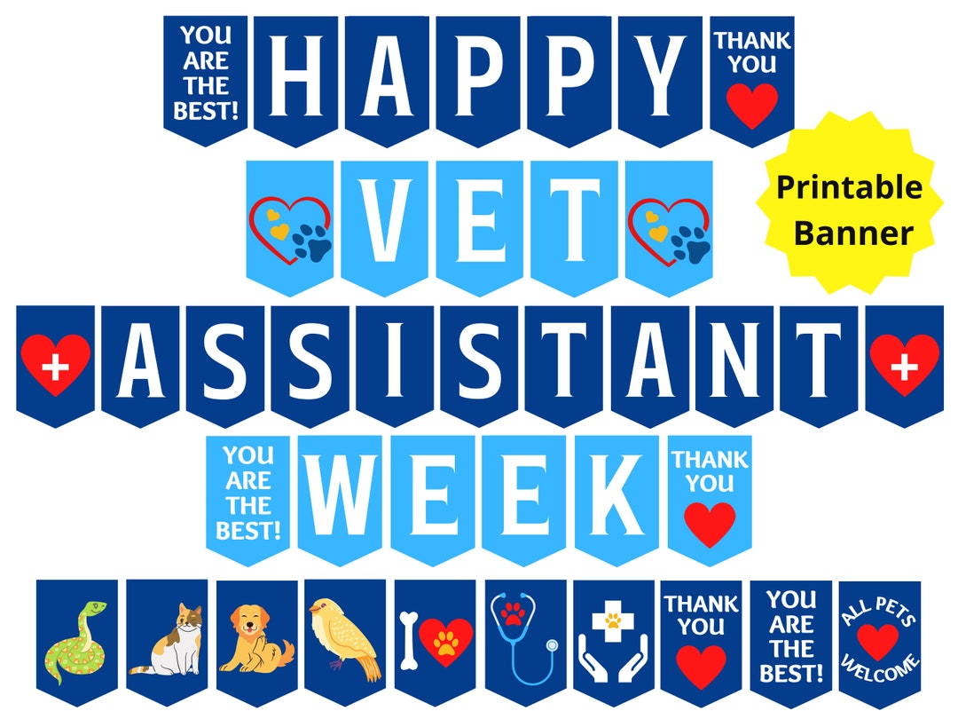 Veterinary Assistant Printable Banner, Happy Vet Assistant Sign ...