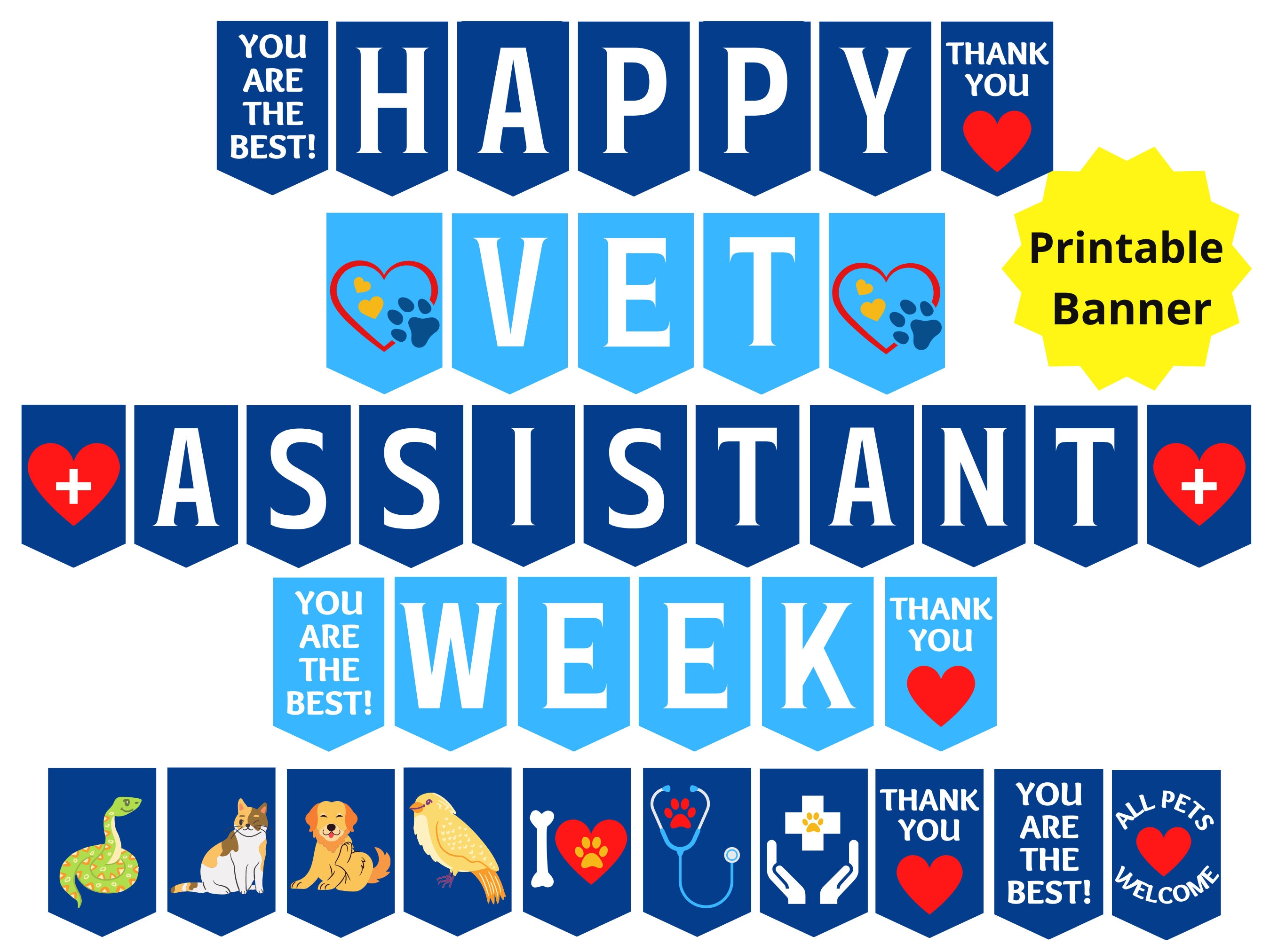 Veterinary Assistant Printable Banner, Happy Vet Assistant Sign ...