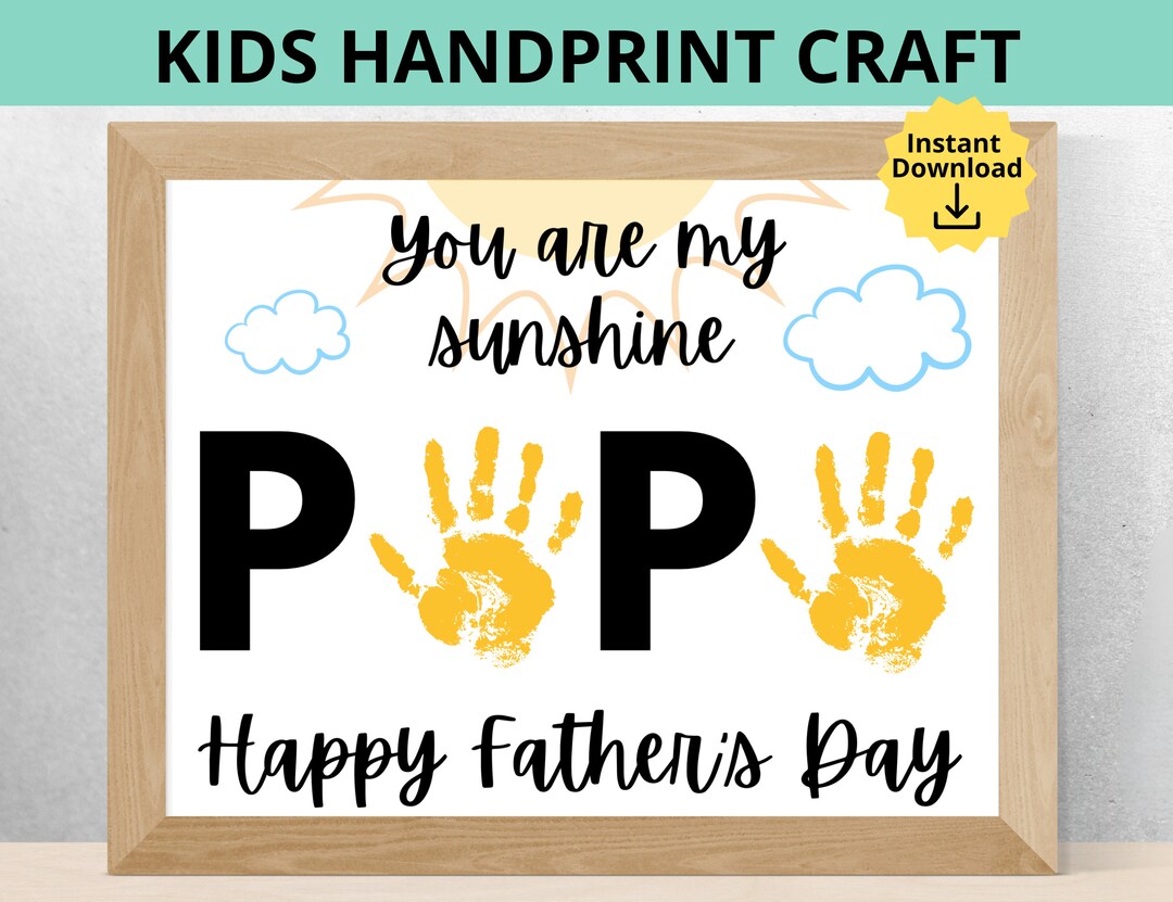 Papa Father's Day Handprint Art Printable, Papa Handprint Kids Craft ...