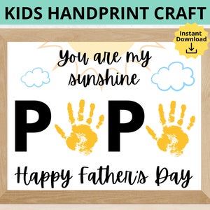Papa Father's Day Handprint Art Printable, Papa Handprint Kids Craft ...