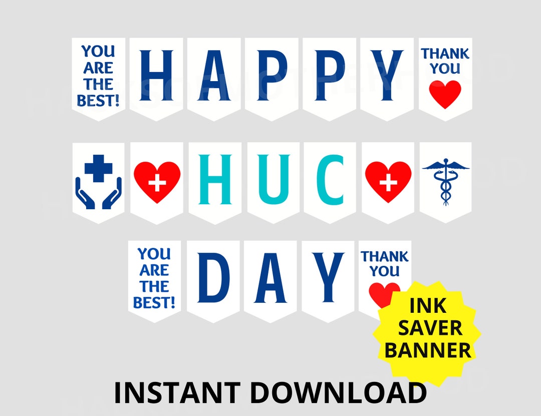 Health Unit Coordinator Day Printable Banner, Happy HUC Day, Health ...