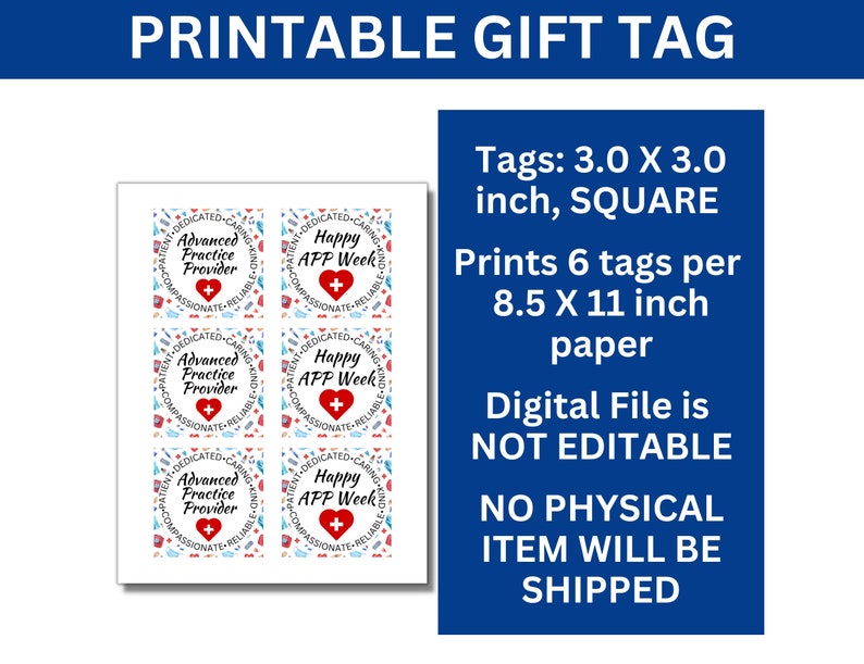 Advanced Practice Provider Week Printable Gift Tags, Happy APP Week ...