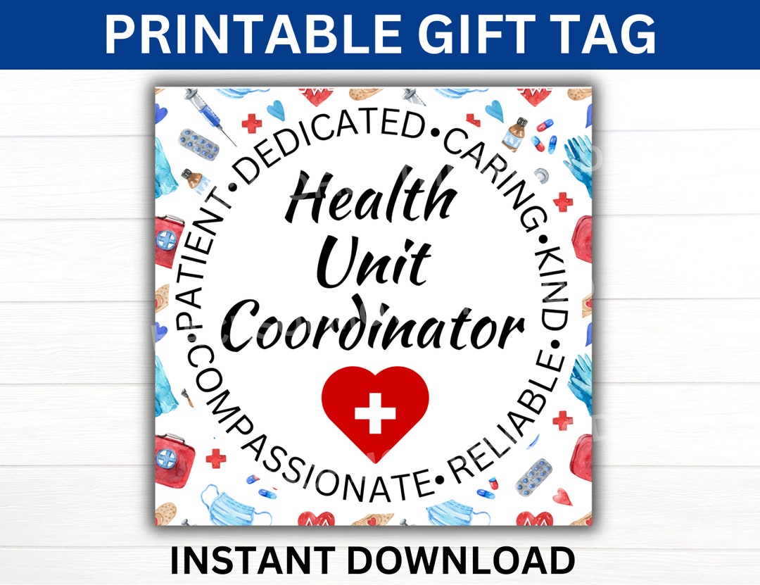 Health Unit Coordinator Week Printable Gift Tag, HUC Gift, Health Unit ...