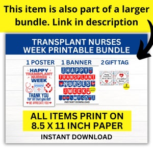 Transplant Nurses Week Printable Banner, Transplant Nurses Week Sign ...
