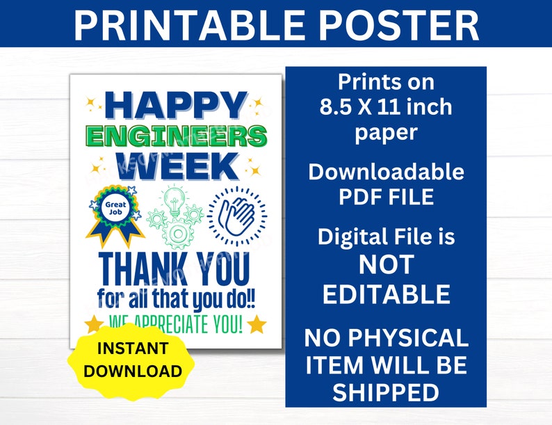 Engineers Week Printable Poster, Happy Engineers Week Sign, Engineer ...