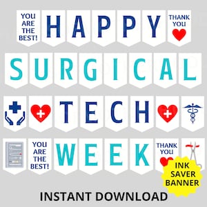 Surgical Scrub Tech Printable Banner, Happy Surgical Scrub Tech Week ...