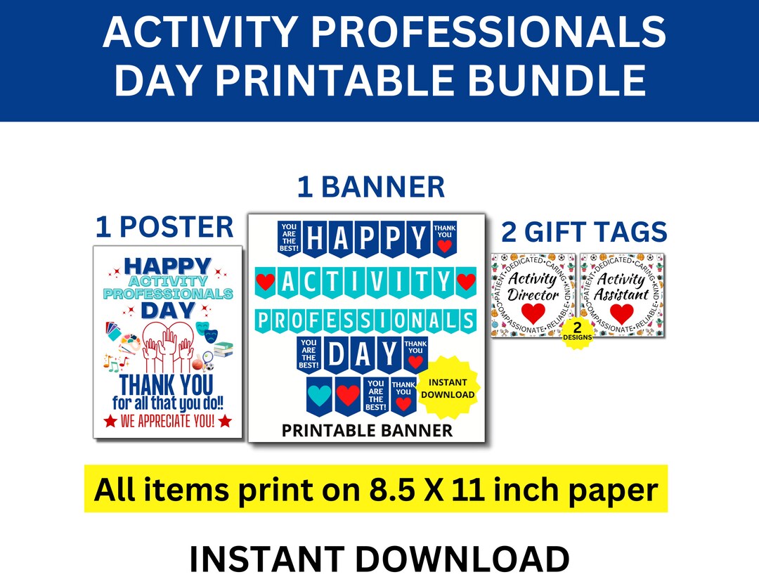 Activity Professionals Day Printable Bundle, Activity Professionals ...