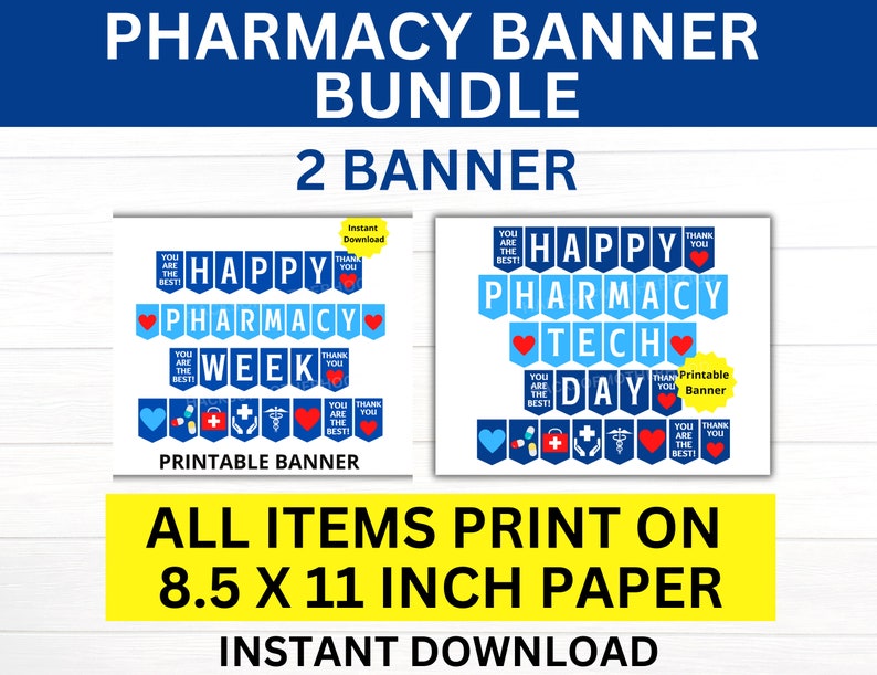 Pharmacy Week Printable Banner Bundle, Pharmacy Week Banner, Pharmacy ...