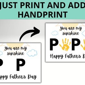 Papa Father's Day Handprint Art Printable, Papa Handprint Kids Craft ...