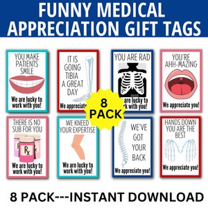 Funny Medical Appreciation Cards, 8 Pack Medical Pun Cards, Doctor ...