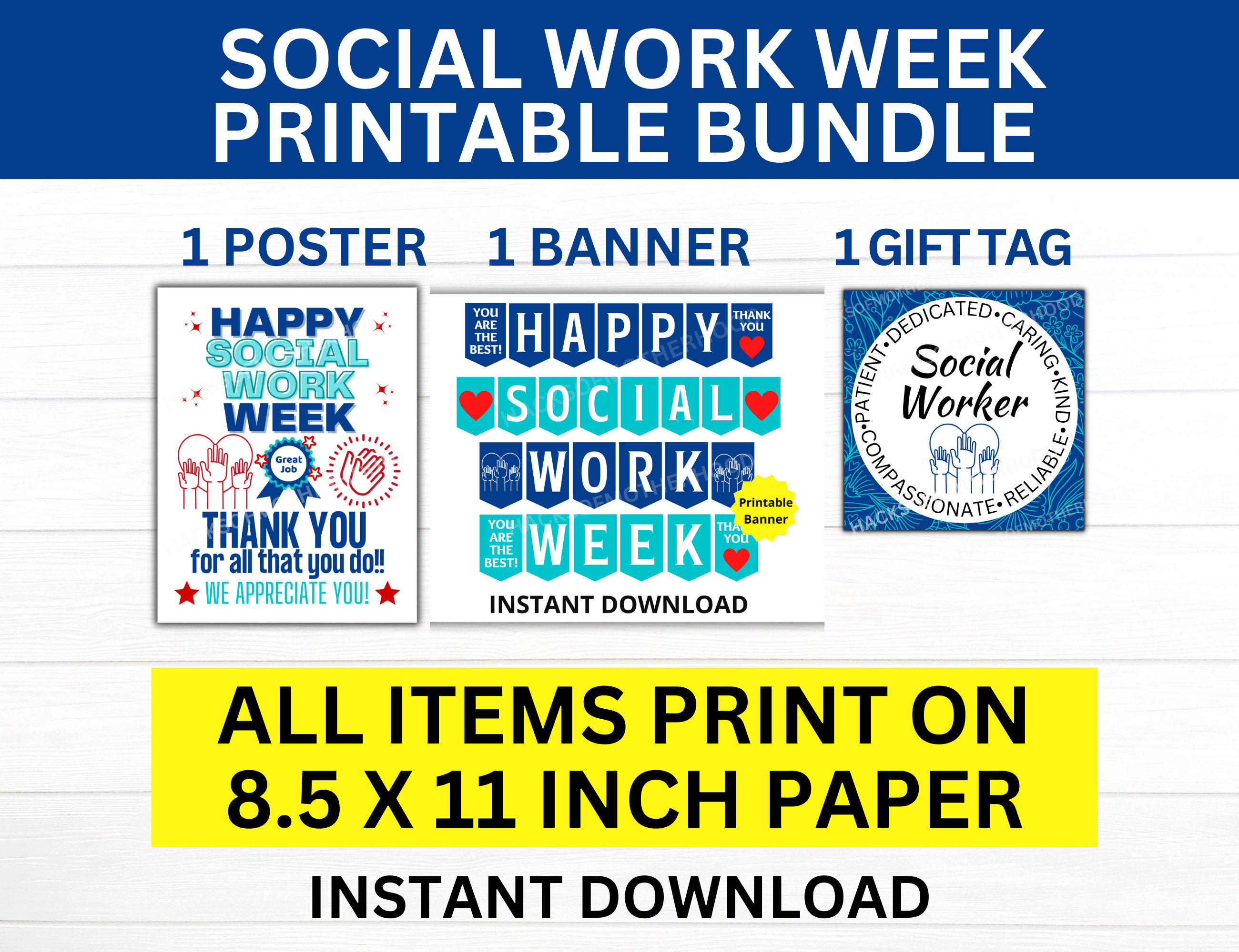 Social Work Week Printable Bundle, Happy Social Work Week Sign, School ...