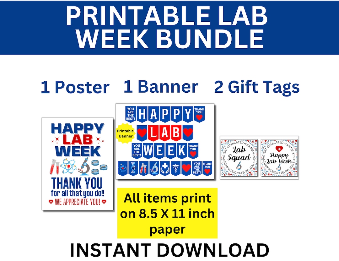 Lab Week Printable Bundle, Medical Laboratory Professionals Week Bundle ...