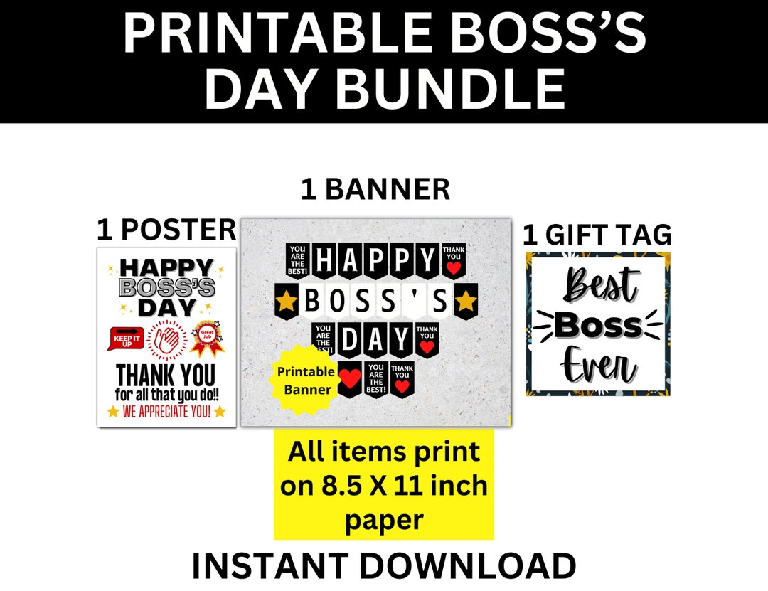 Boss's Day Printable Bundle, Boss's Day Printable Bundle, National Boss ...
