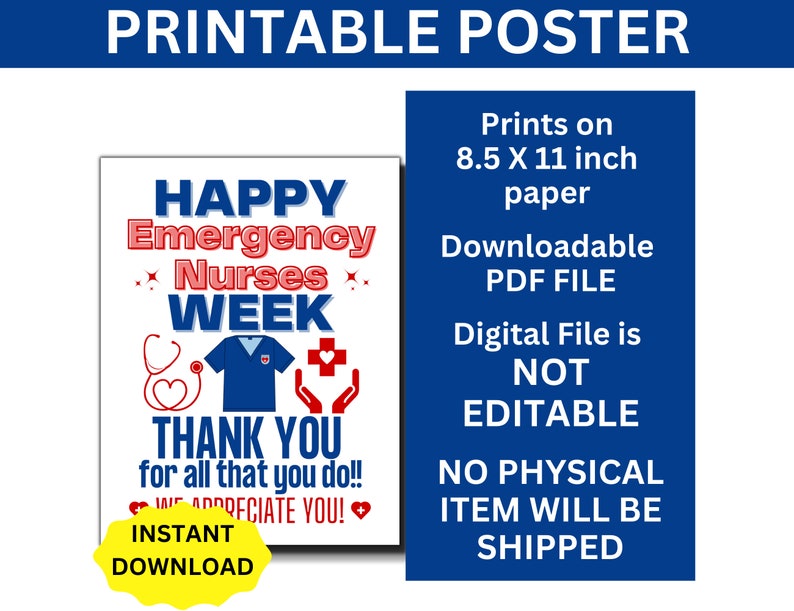 Emergency Nurses Week Printable Bundle, ER Nurse Week Bundle, Emergency ...