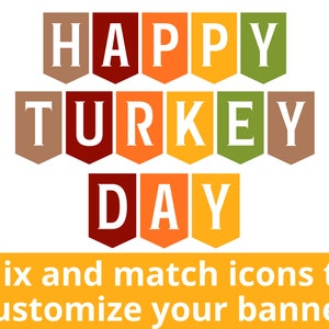 Thanksgiving Printable Banner, Happy Turkey Day Printable Sign ...